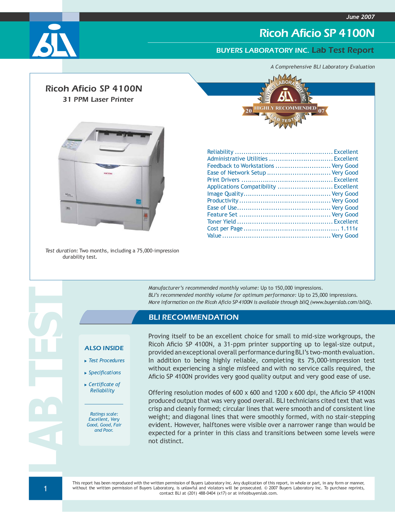 Download free pdf for Ricoh Aficio SP 4100N Printer manual